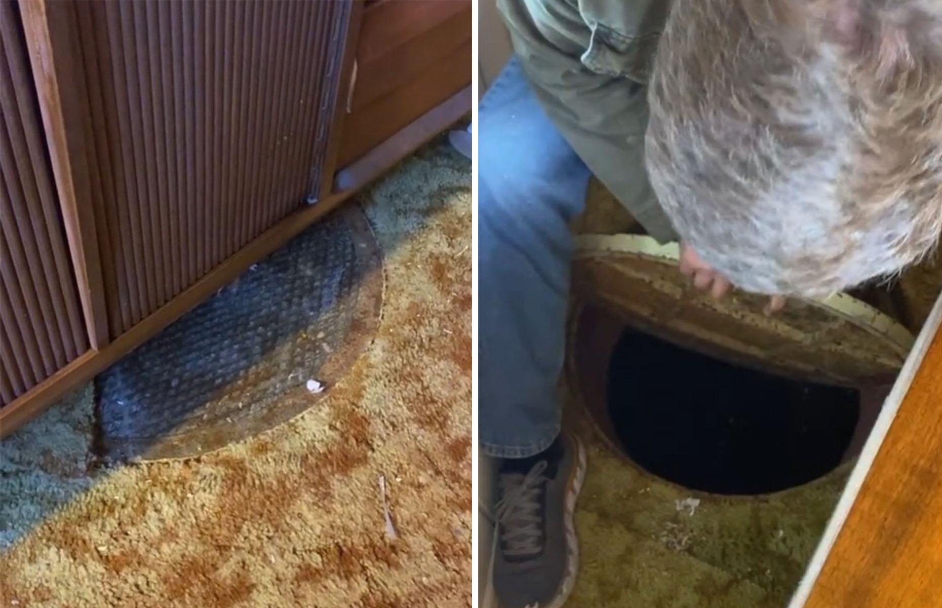This woman found a 1950's bomb shelter down a secret manhole ...